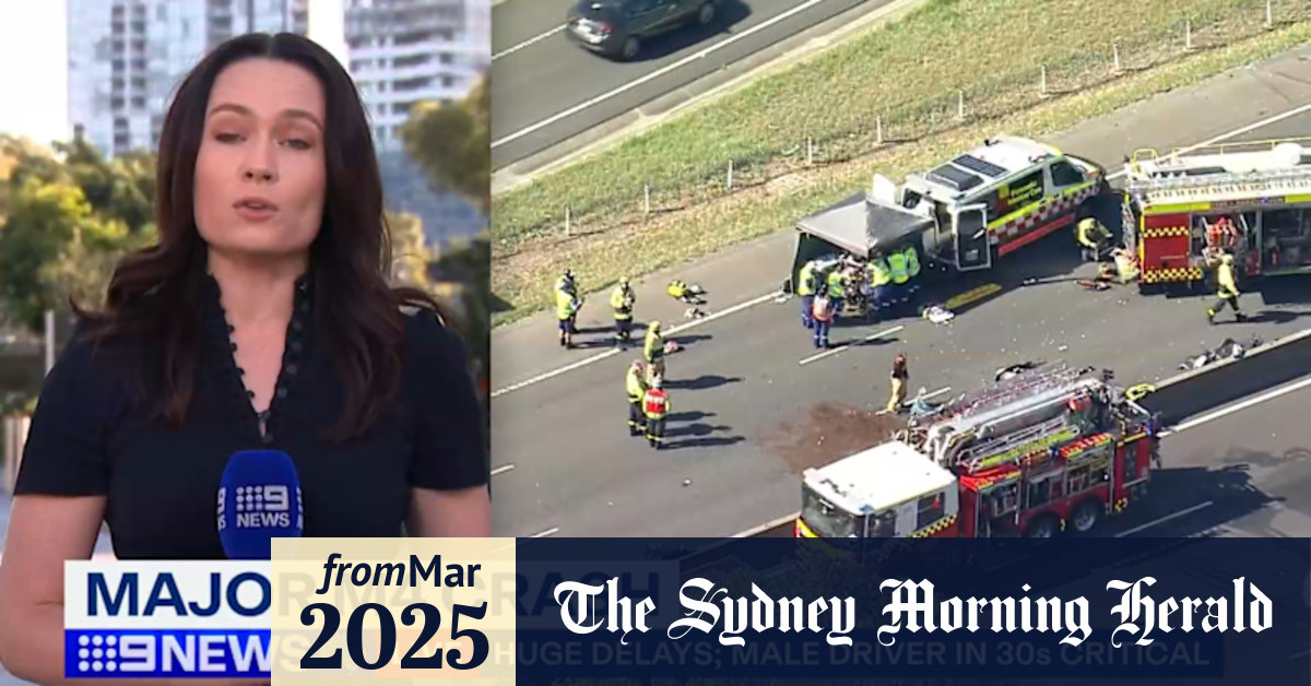 Video: Man fighting for life after head-on crash on Sydney motorway